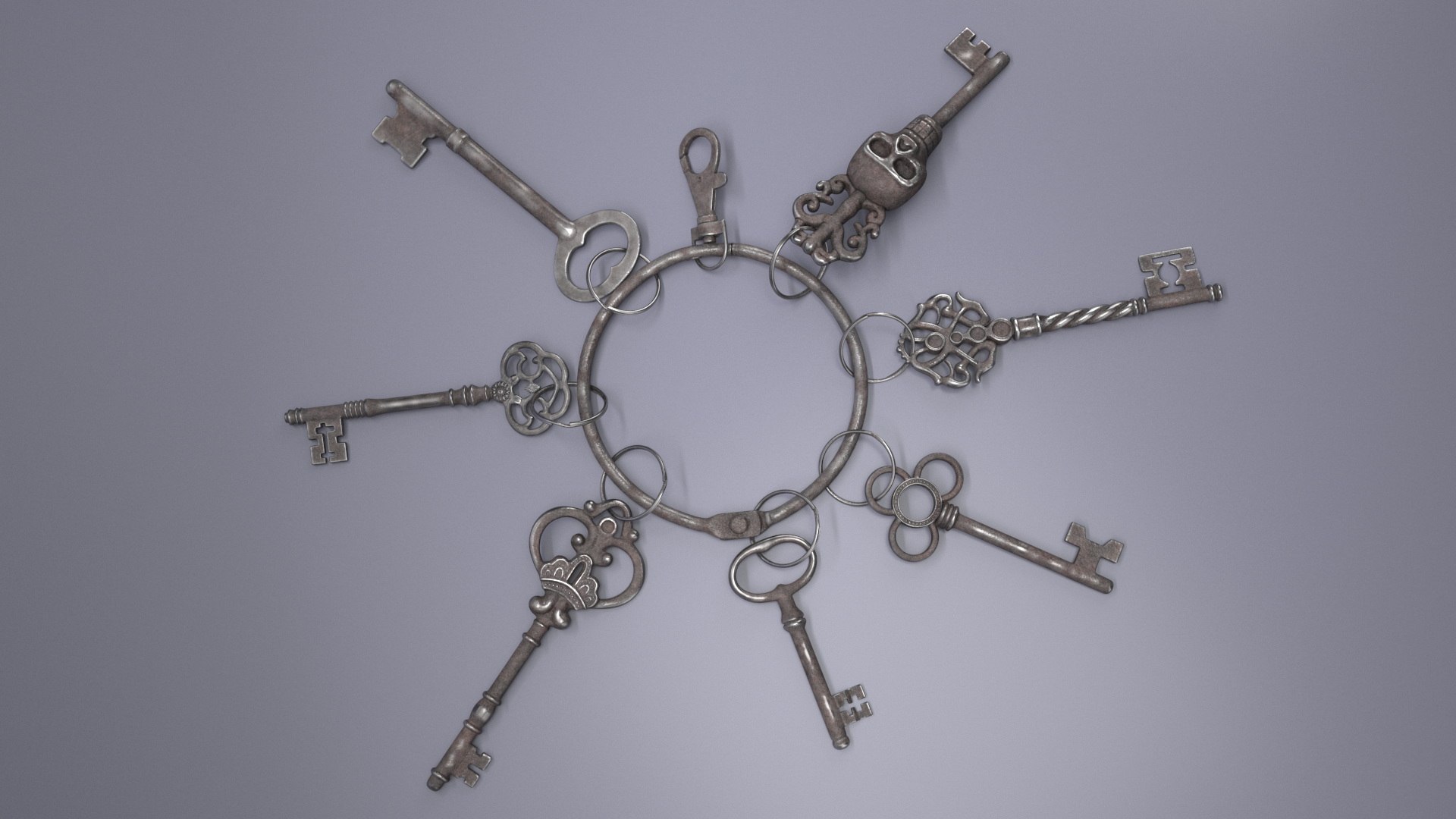 3D Historical Keys Ring Steel - TurboSquid 2246242