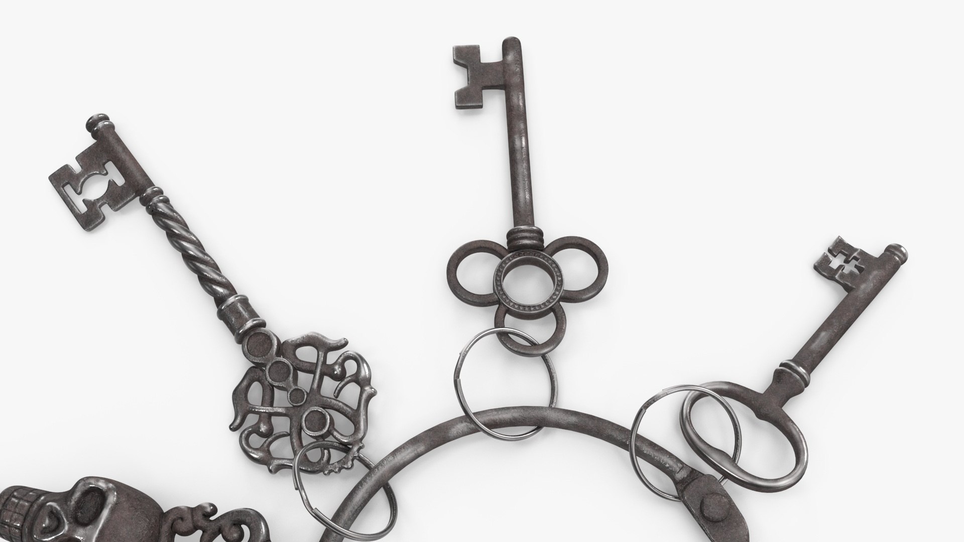 3D Historical Keys Ring Steel - TurboSquid 2246242