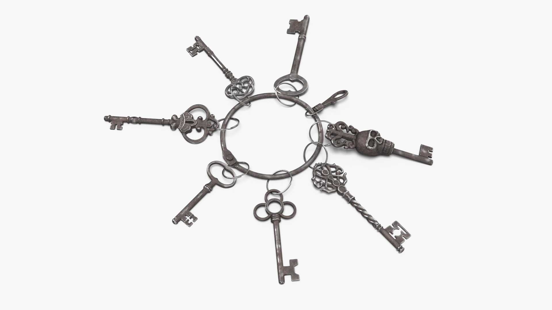 3D Historical Keys Ring Steel - TurboSquid 2246242