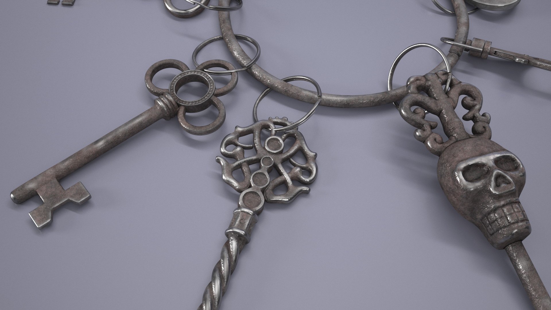 3D Historical Keys Ring Steel - TurboSquid 2246242