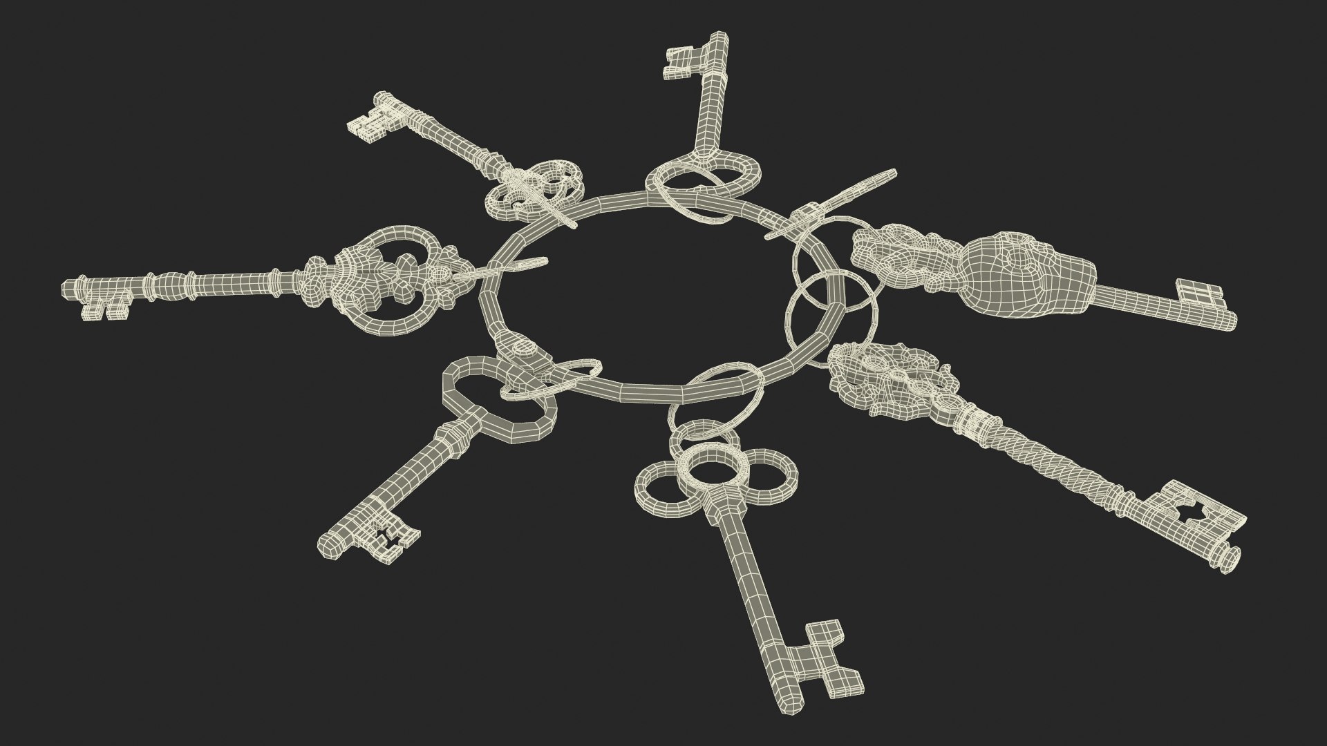 3D Historical Keys Ring Steel - TurboSquid 2246242