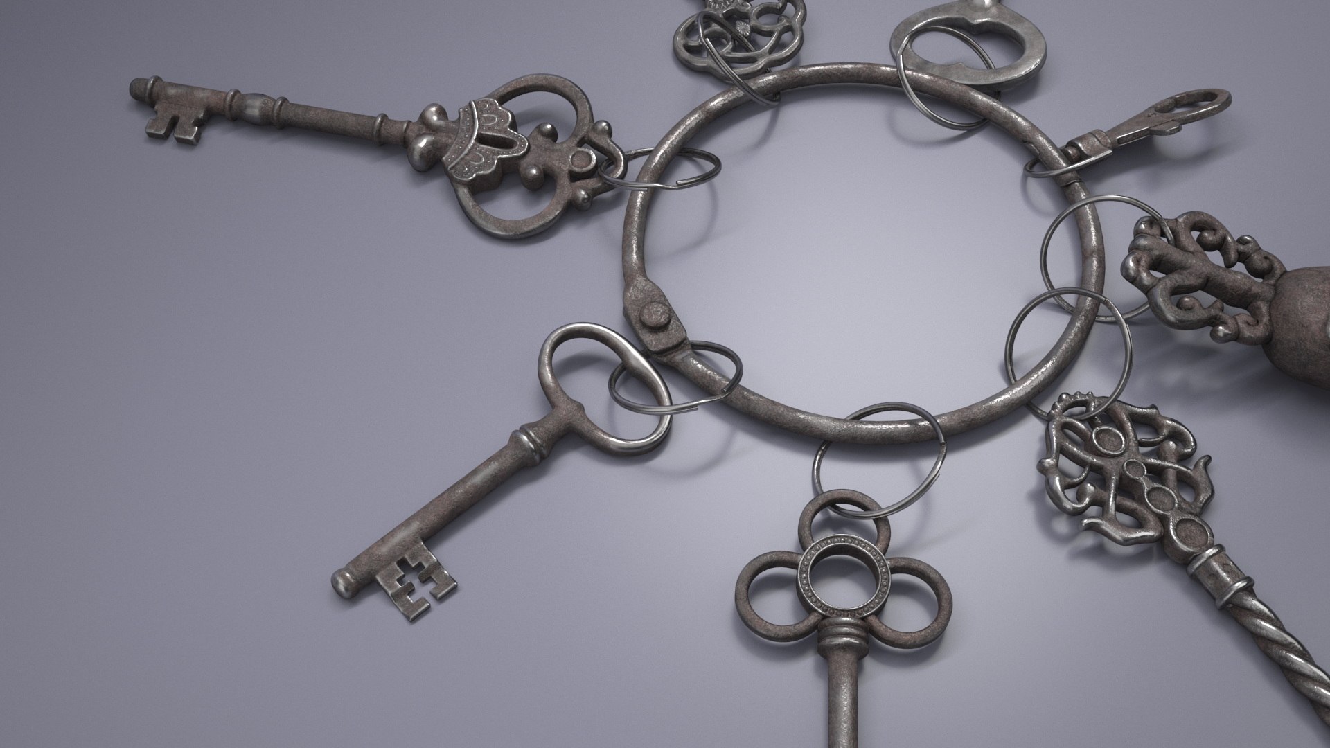 3D Historical Keys Ring Steel - TurboSquid 2246242