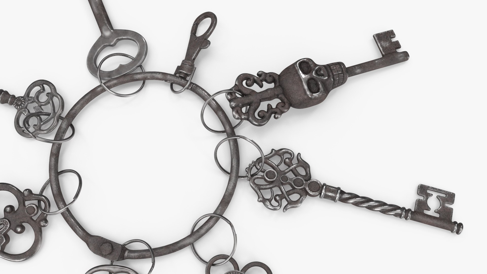 3D Historical Keys Ring Steel - TurboSquid 2246242