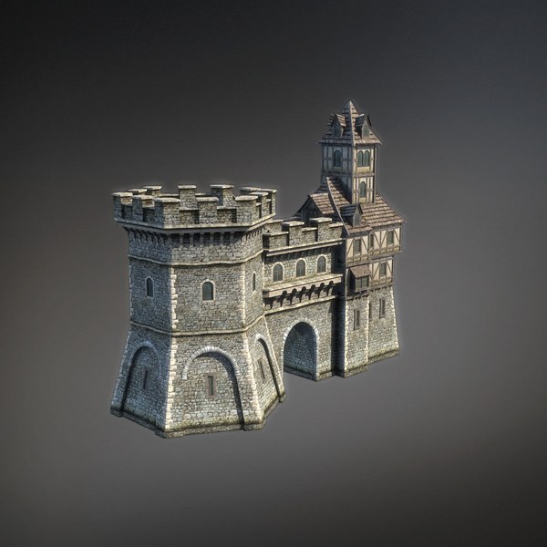 3d model medieval fantasy town gate