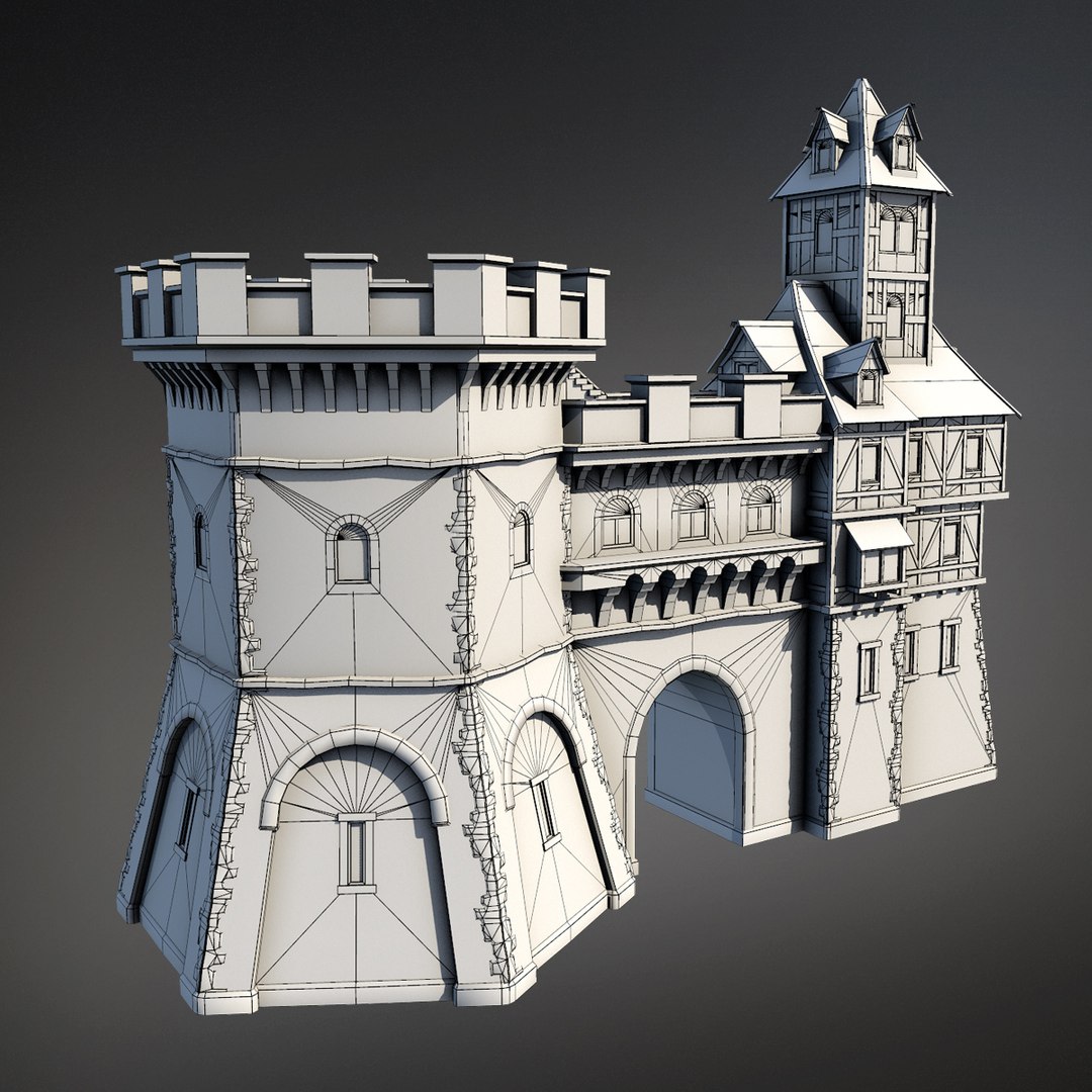 3d Model Medieval Fantasy Town Gate