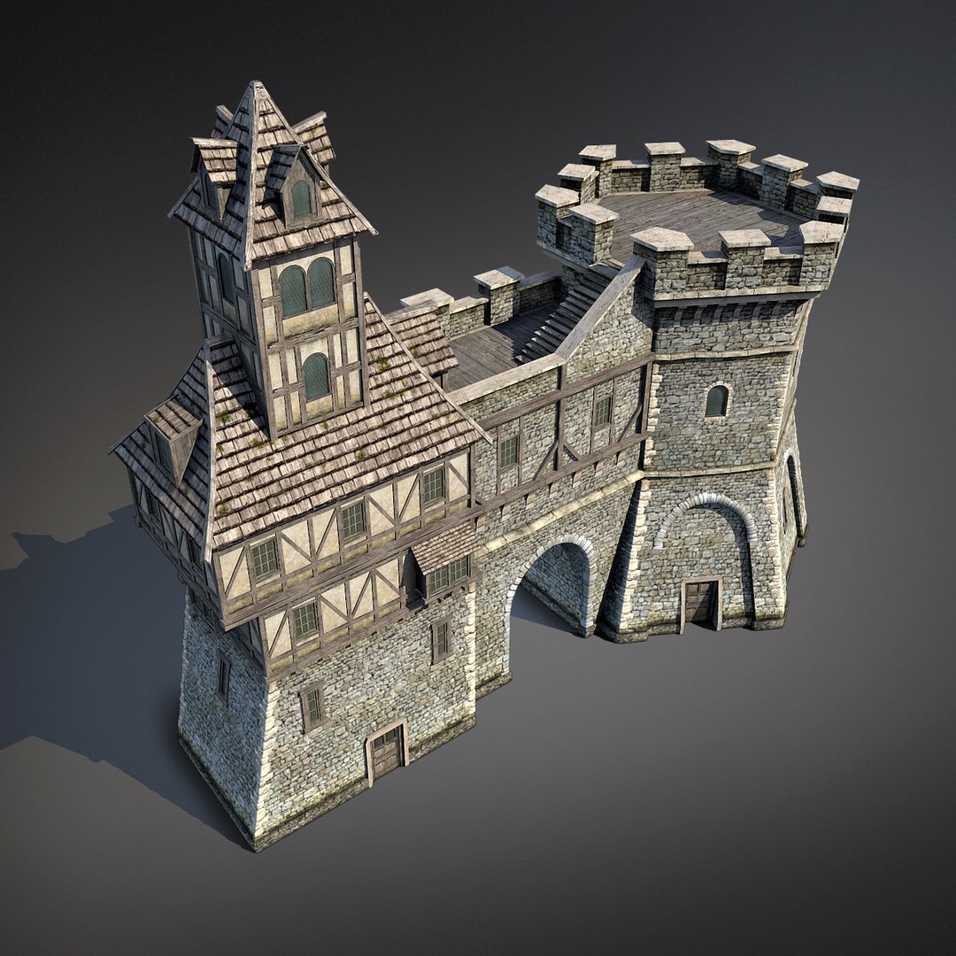 3d Model Medieval Fantasy Town Gate
