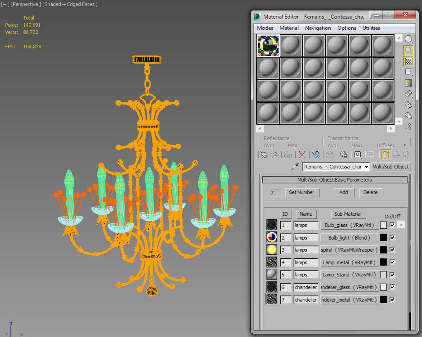 3d model remains - contessa chandelier