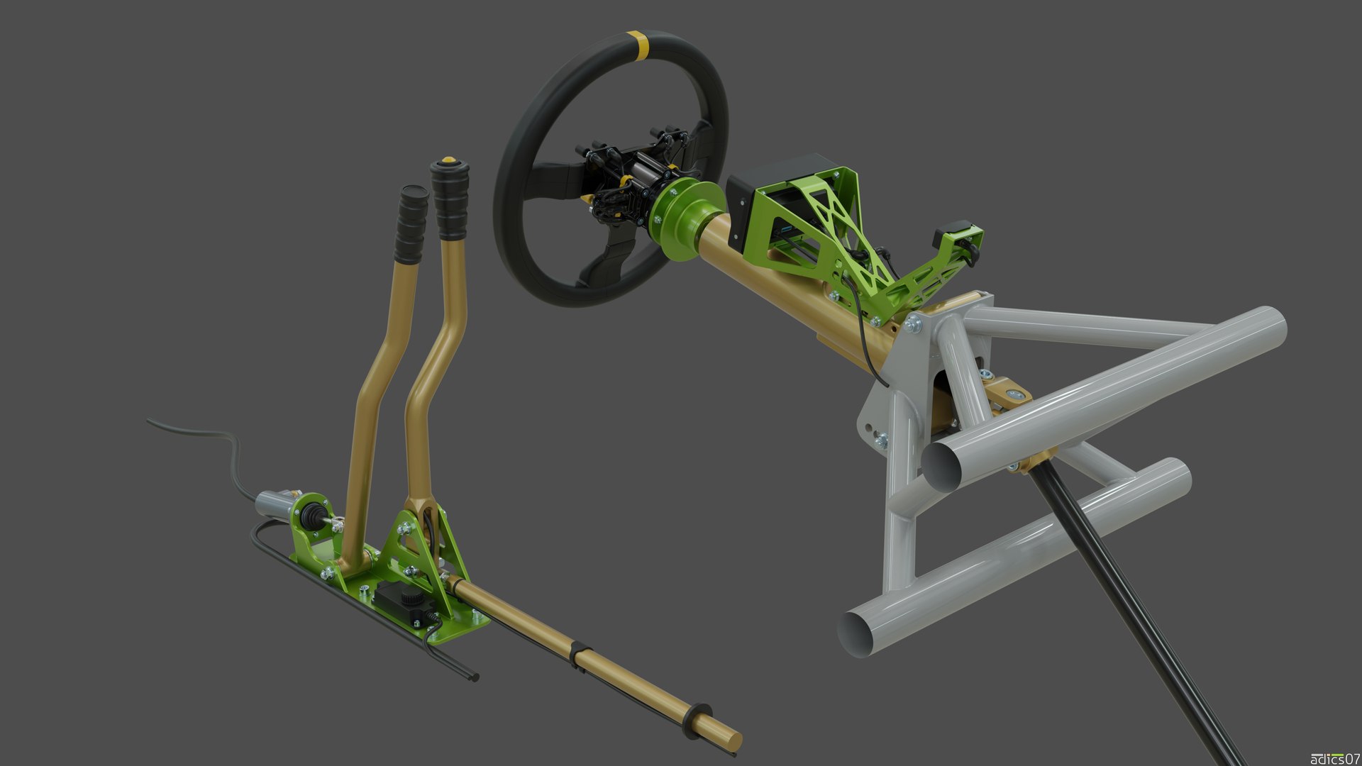 3D Model High-poly Steering Wheel Gearshift And Handbrake For Rally Car ...