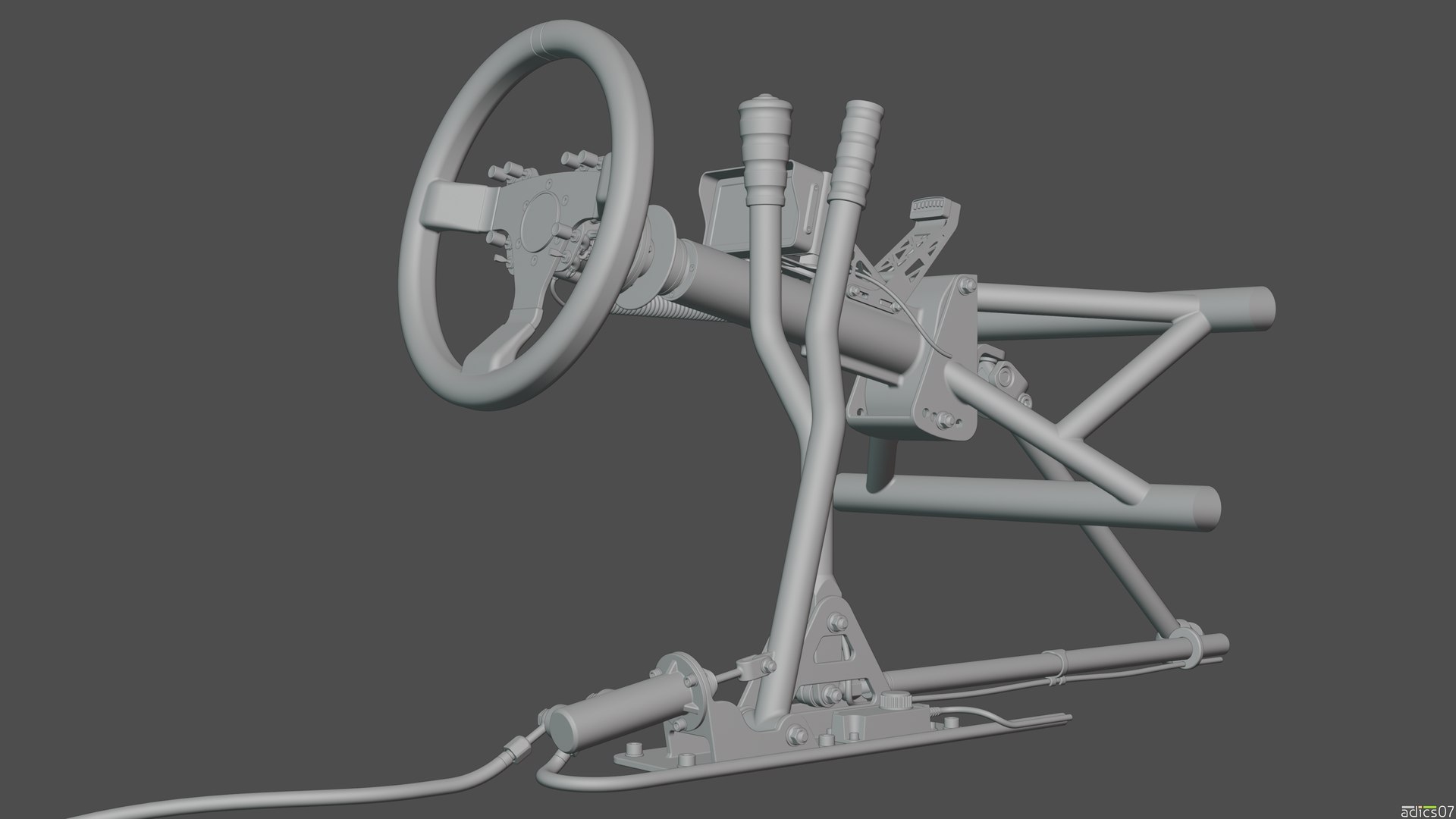 3D Model High-poly Steering Wheel Gearshift And Handbrake For Rally Car ...