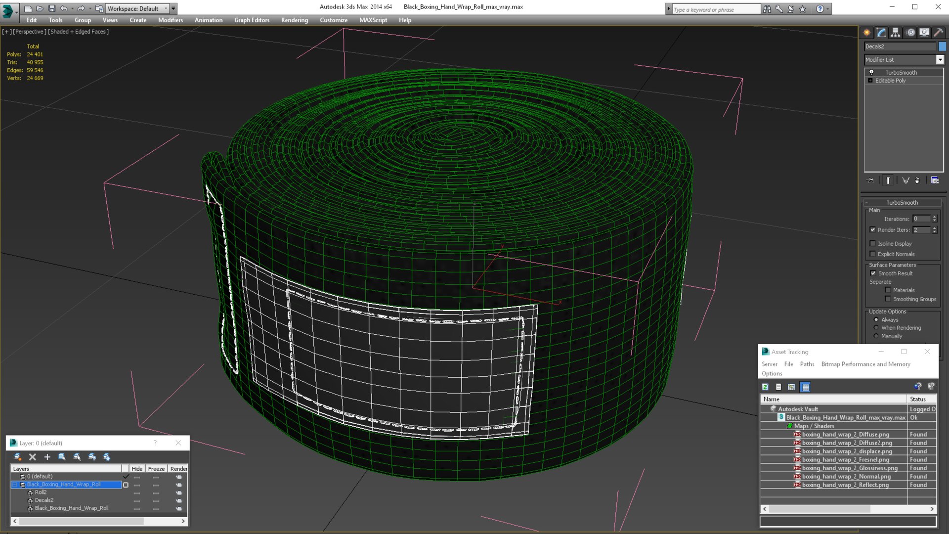 3D Black Boxing Hand Wrap Roll - TurboSquid 1942047