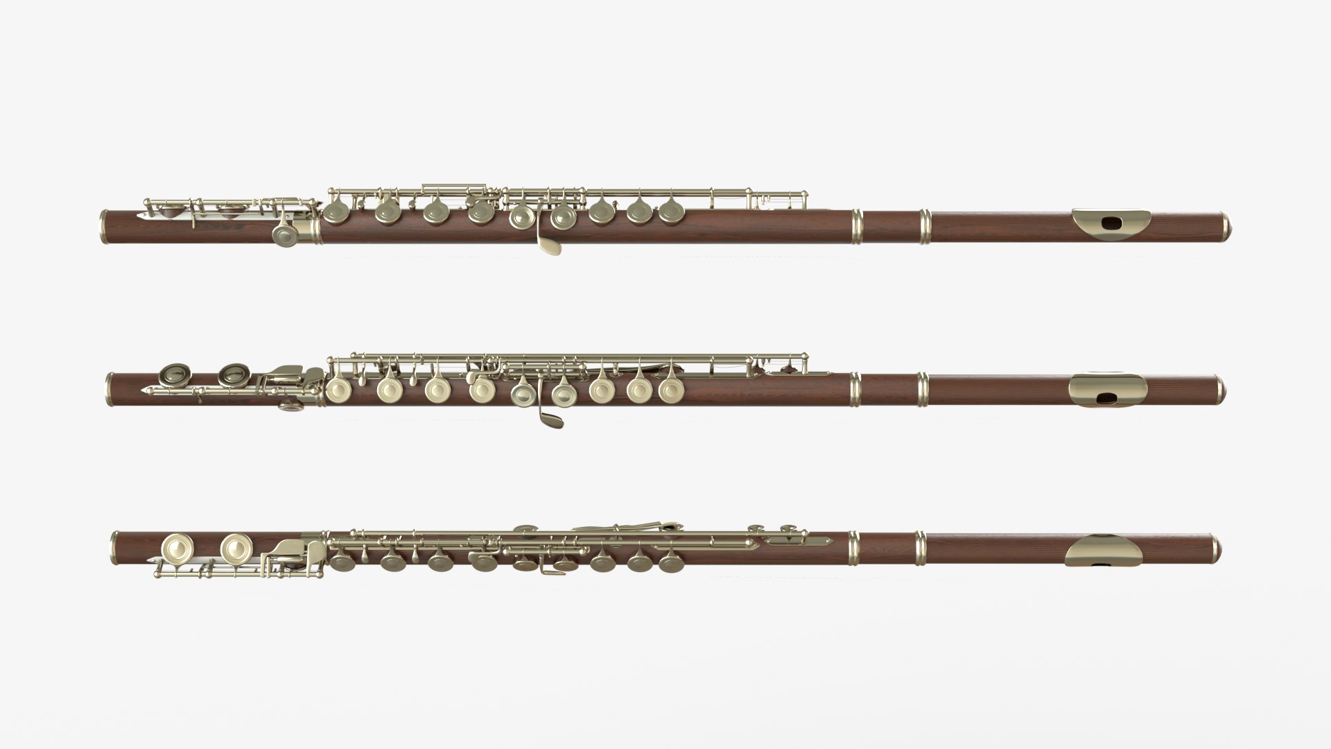 Concert Flute Wood Silver 3D - TurboSquid 2258469