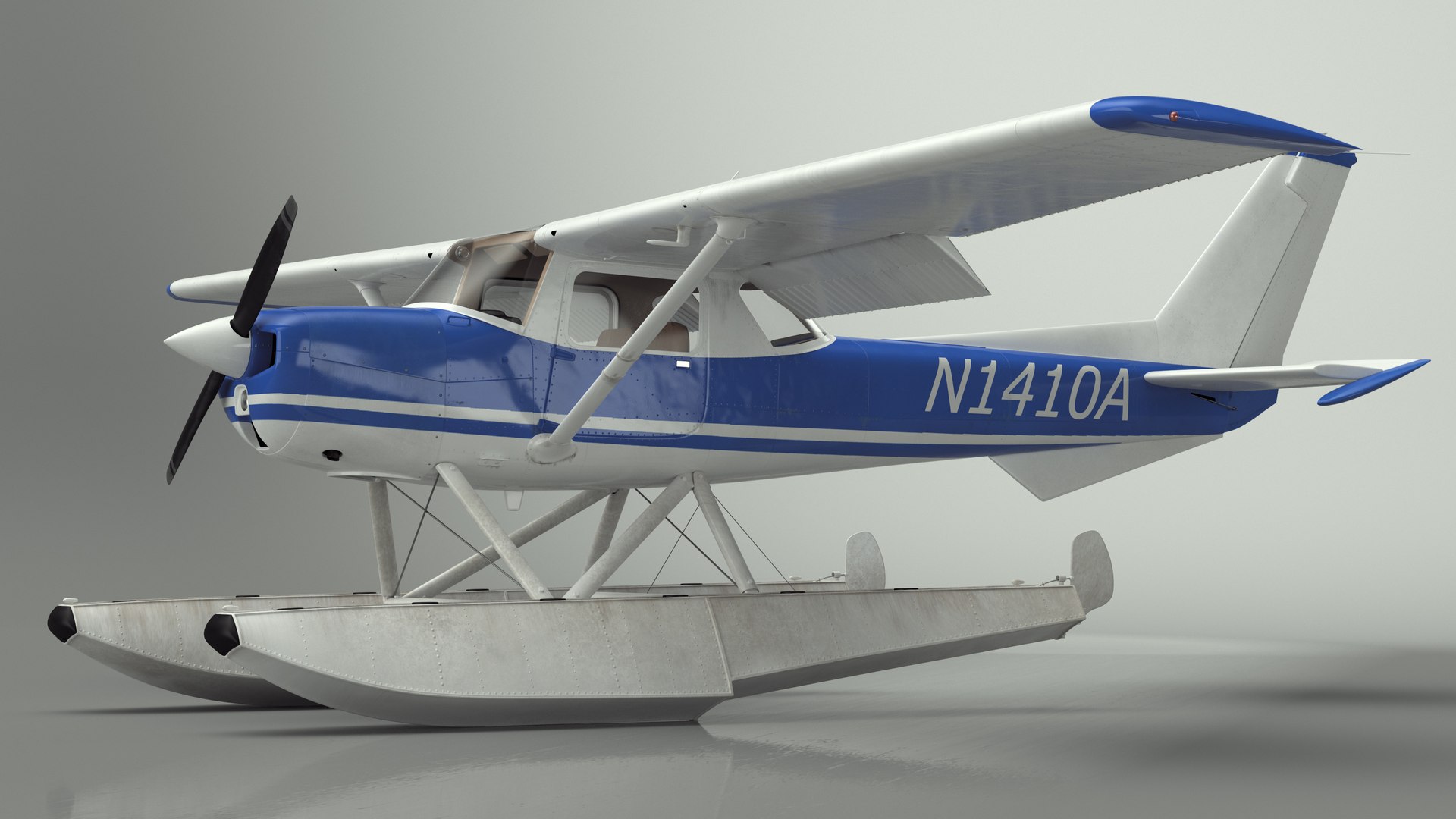 3D Seaplane With Floats Cessna 150 Rigged For Cinema 4D - TurboSquid 2236328