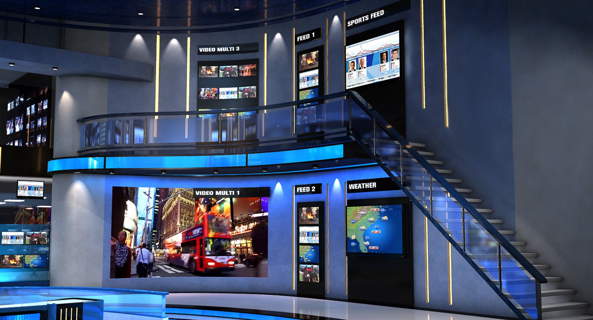 3D Virtual Set News Studio Model - TurboSquid 1248991