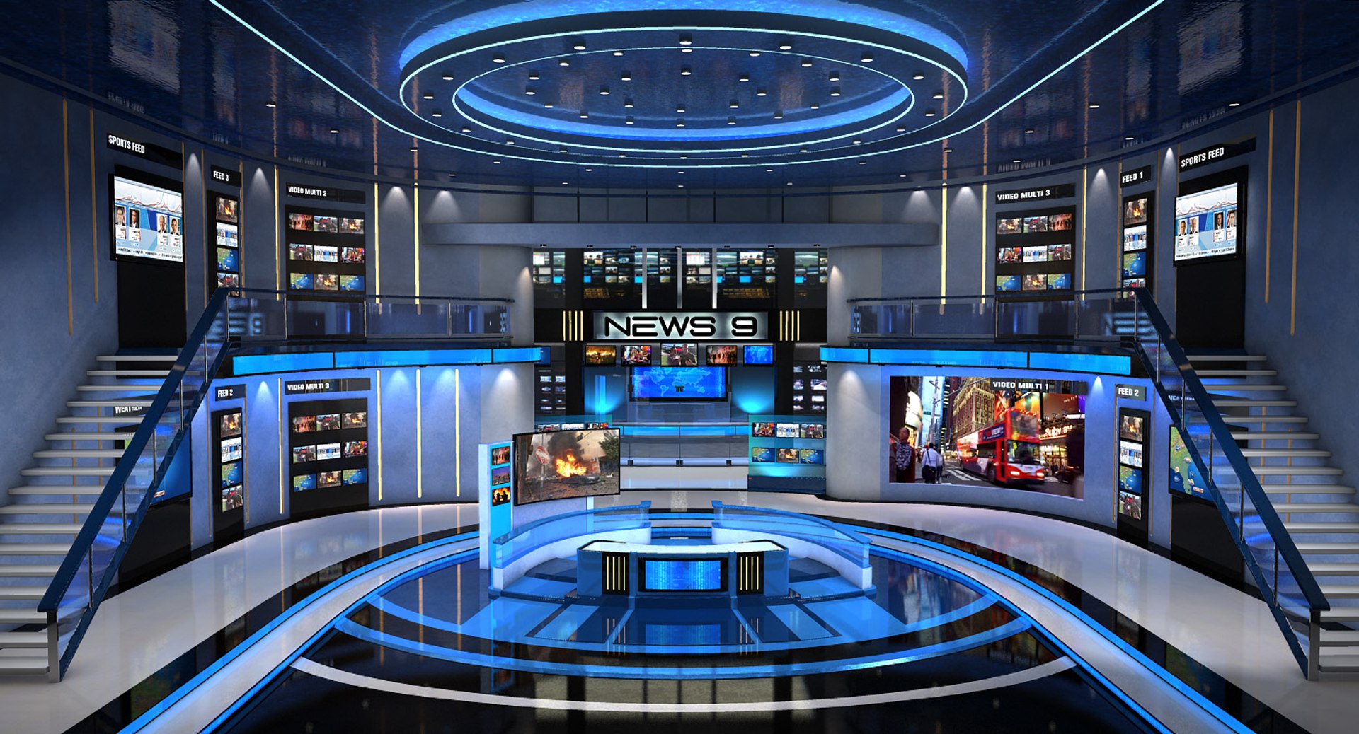 3D Virtual Set News Studio Model - TurboSquid 1248991