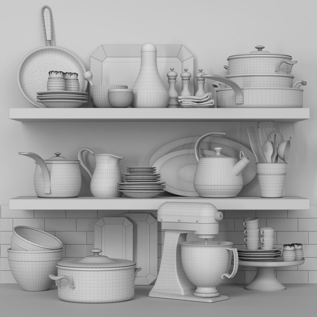 3D A Set Of Dishes For The Kitchen - TurboSquid 1792397