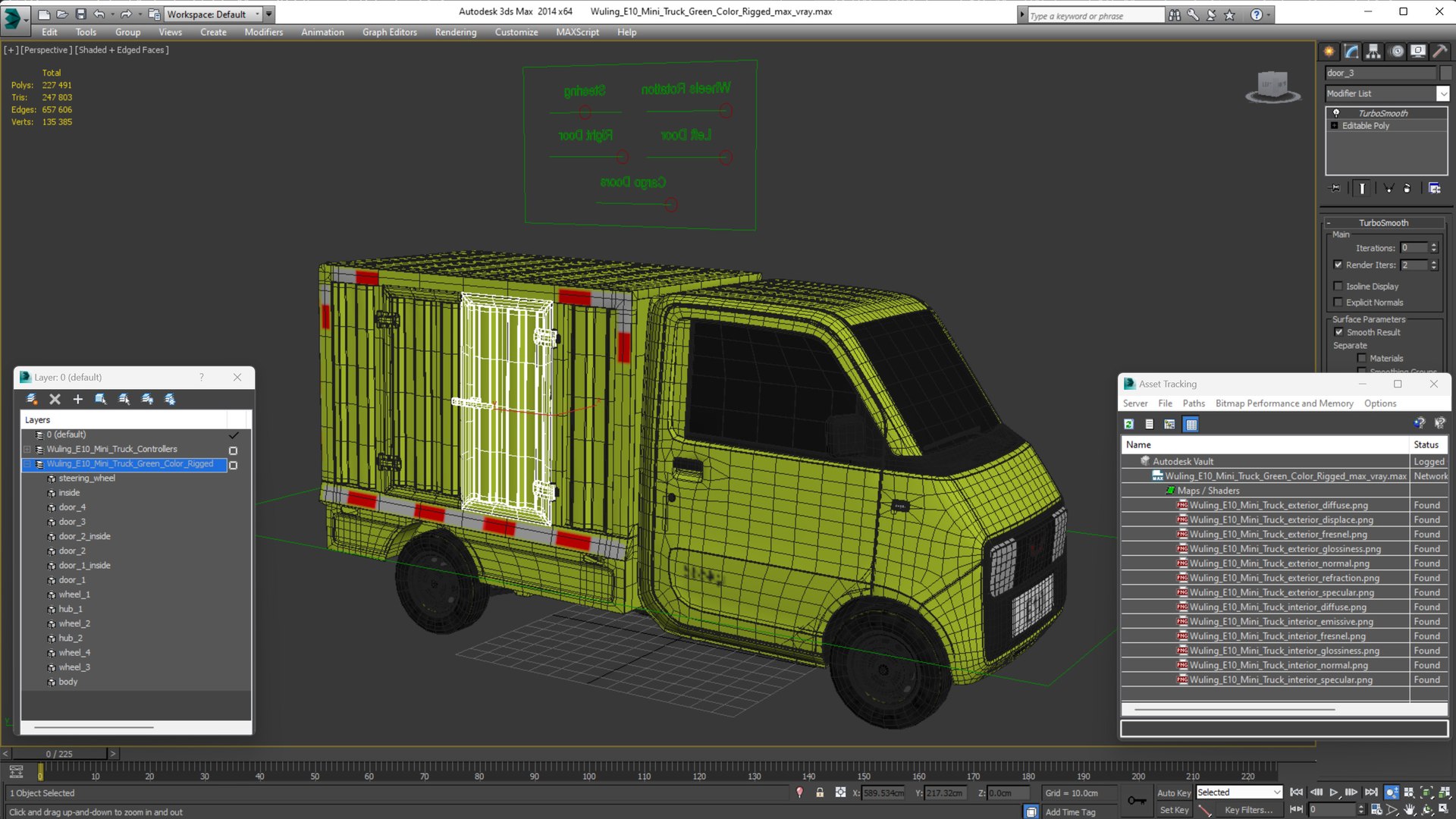 3D Wuling E10 Mini Truck Green Color Rigged For Maya - TurboSquid 2165108