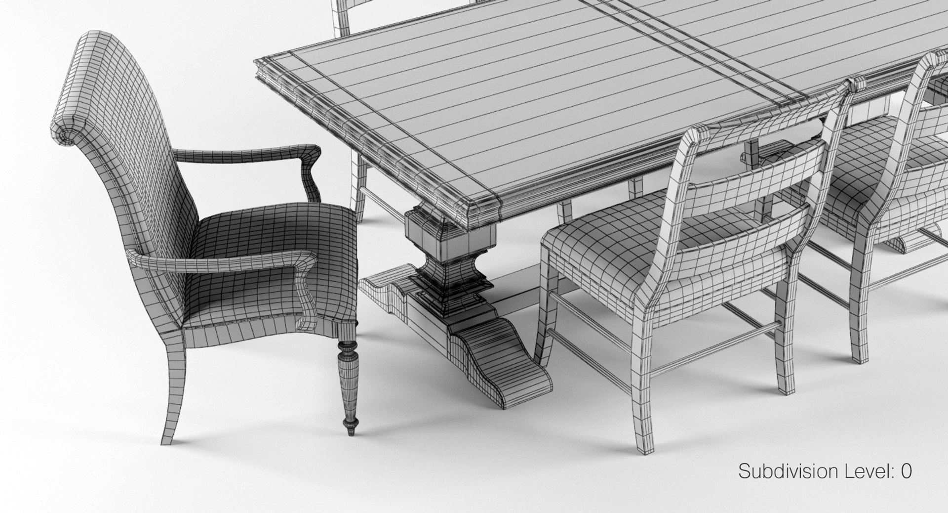 3d Model Of Archivist Trestle Table Upholstered