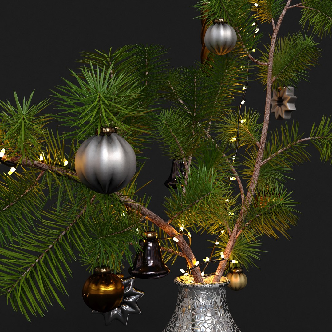 Christmas tree branch lights 3D model - TurboSquid 1485309