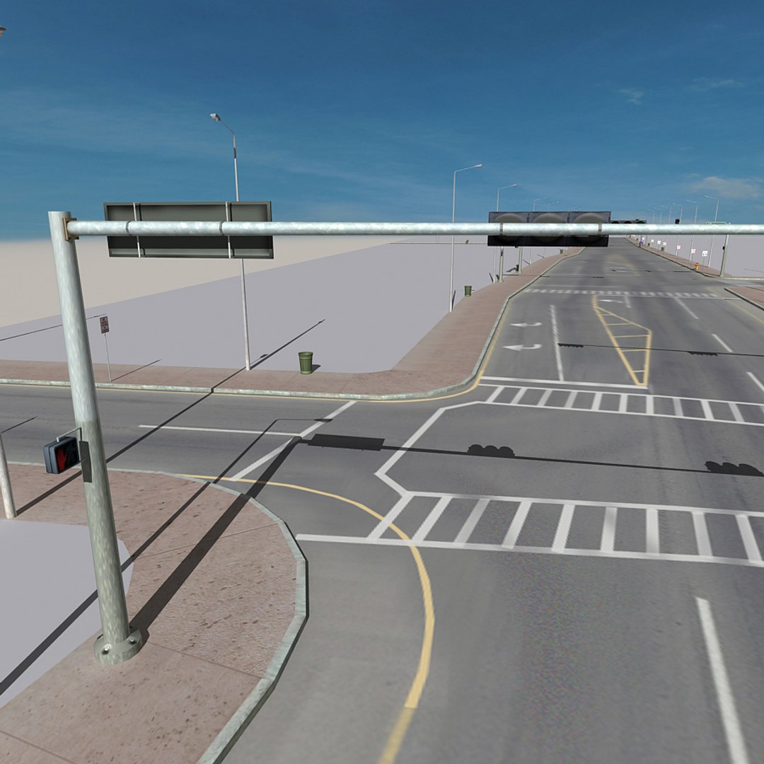 city crossroads street elements 3d max