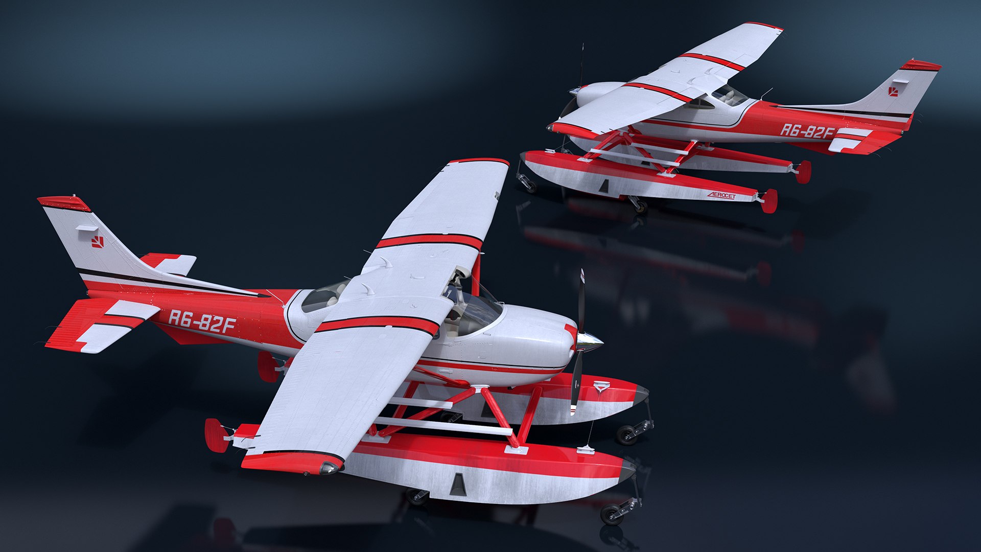 Seaplane Cessna 182 With Floats Rigged 3D - TurboSquid 2307405