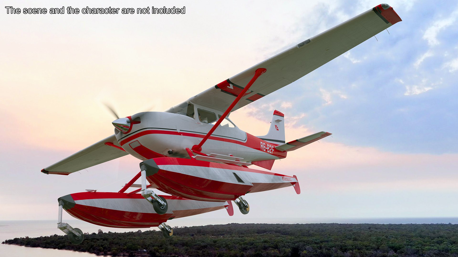 Seaplane Cessna 182 With Floats Rigged 3D - TurboSquid 2307405