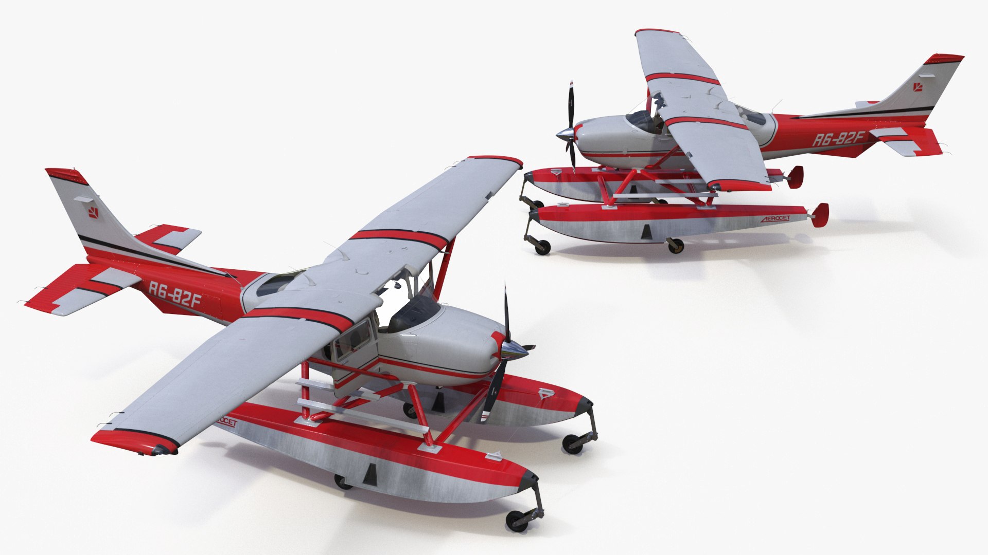 Seaplane Cessna 182 With Floats Rigged 3D - TurboSquid 2307405