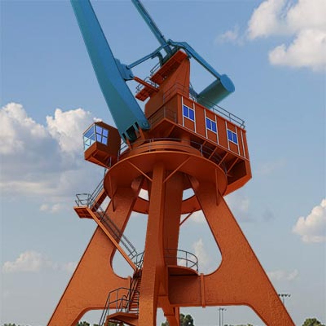 level luffing crane seaport 3d model