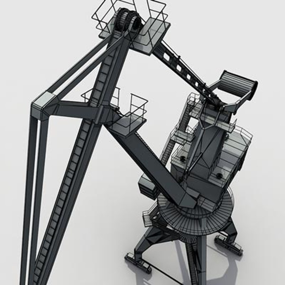 level luffing crane seaport 3d model