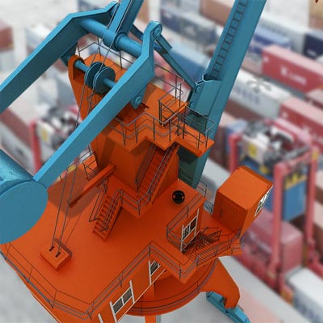 level luffing crane seaport 3d model