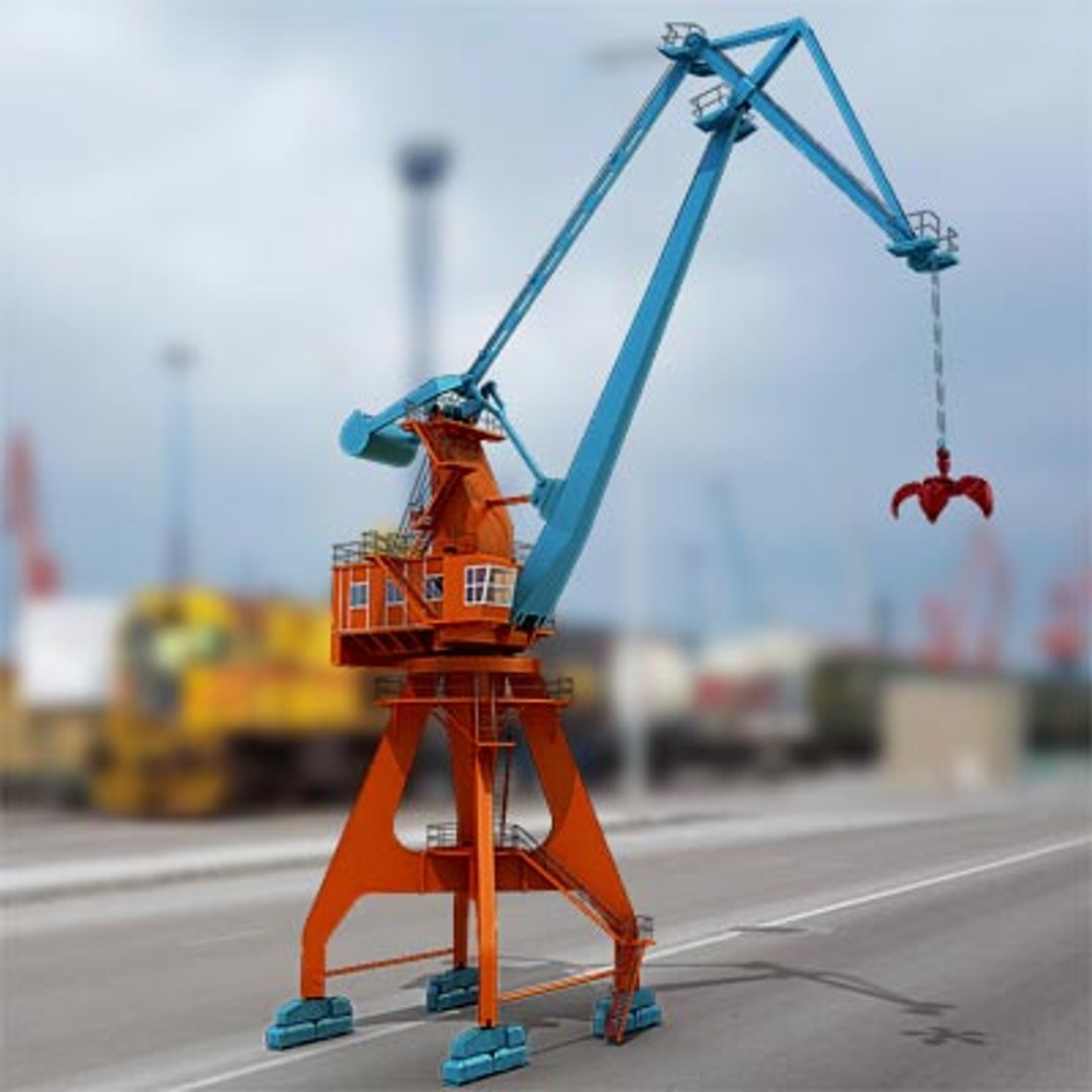 level luffing crane seaport 3d model