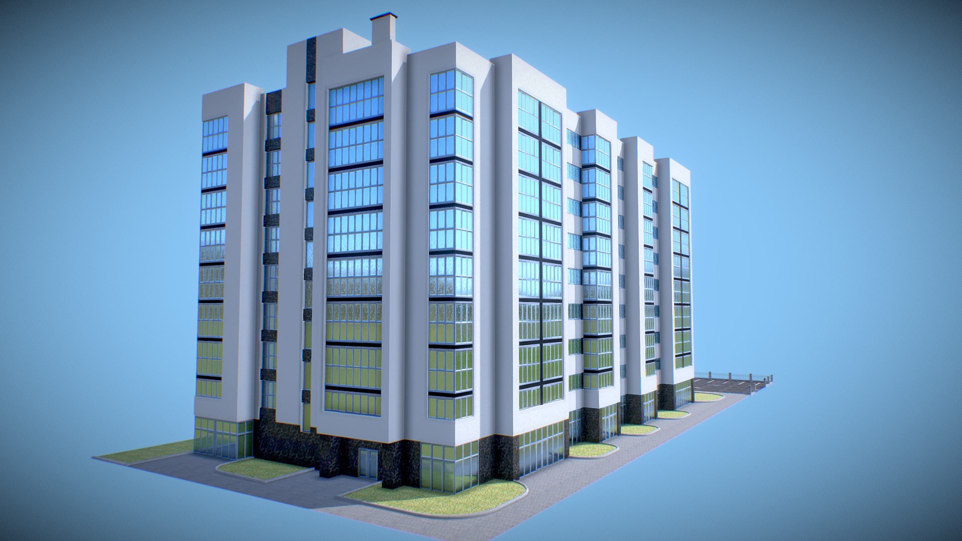Residential Building With Parking PBR Model - TurboSquid 2145056