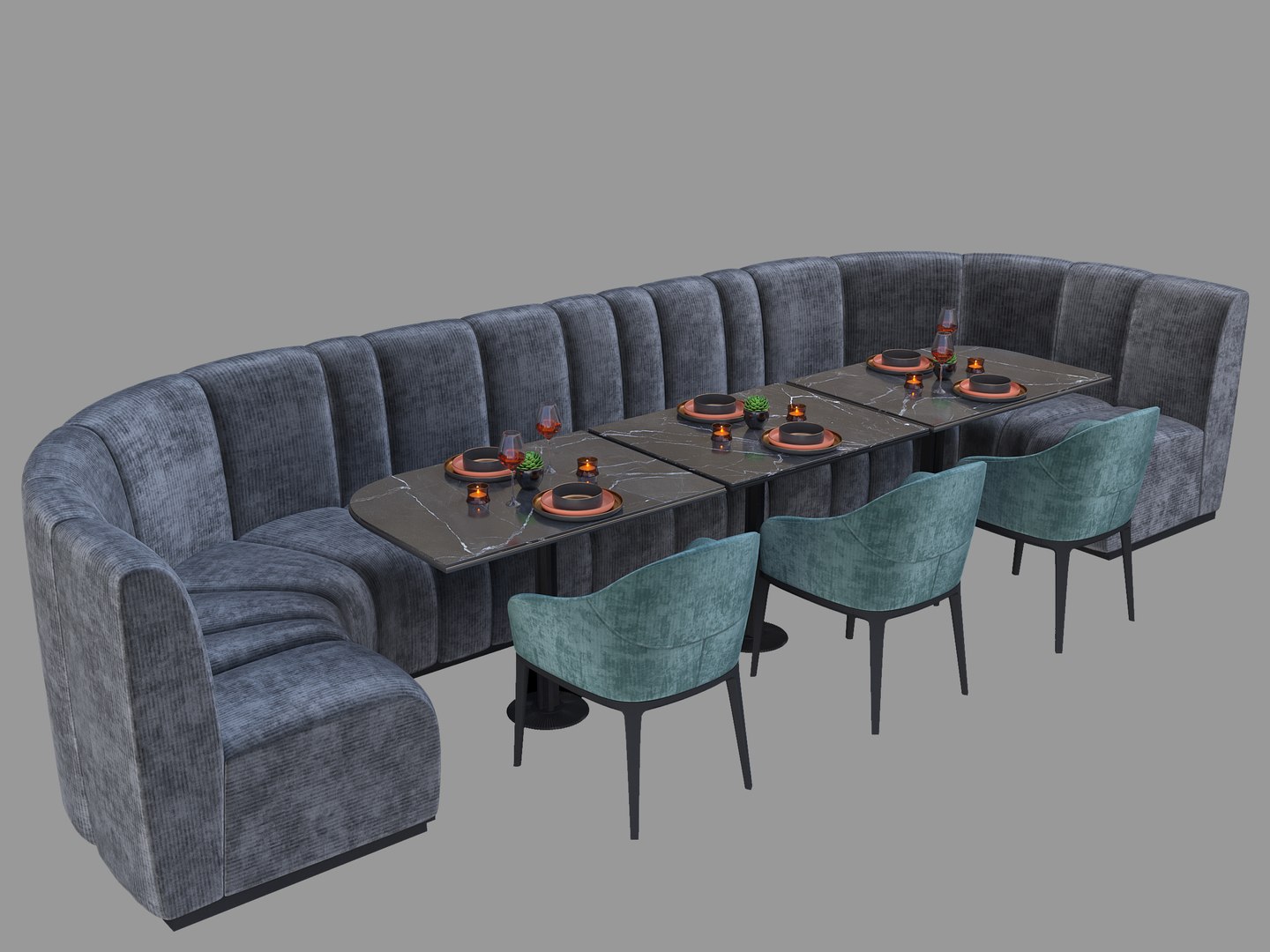 Restaurant Sofa U SHAPED Sofa Set 3D Model - TurboSquid 2329867