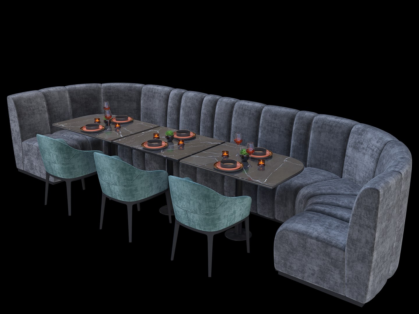 Restaurant Sofa U SHAPED Sofa Set 3D Model - TurboSquid 2329867