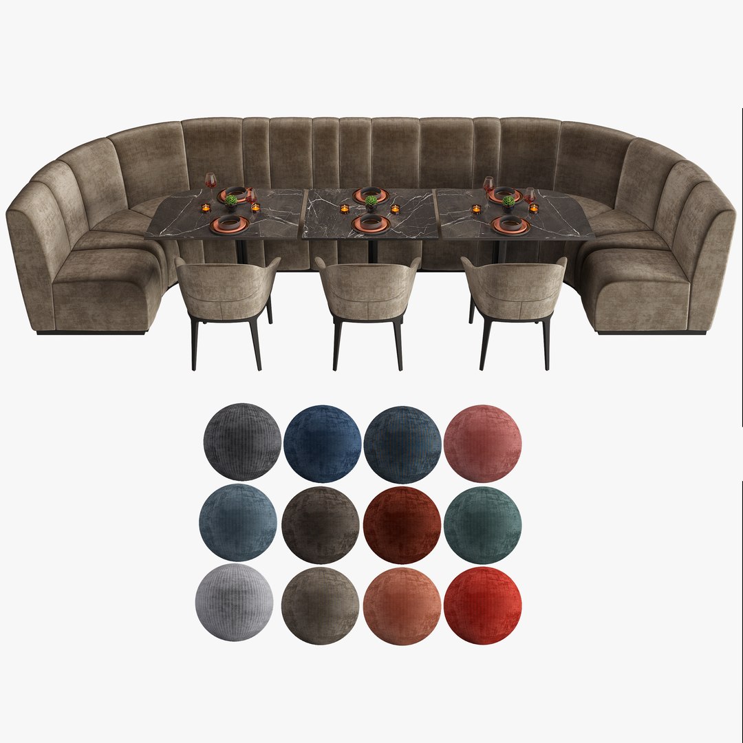 Restaurant Sofa U SHAPED Sofa Set 3D Model - TurboSquid 2329867