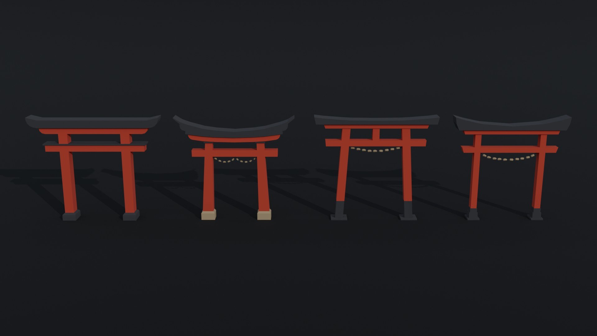 Low-poly Cartoon Torii Gate Polygonal Style 3D - TurboSquid 2232694