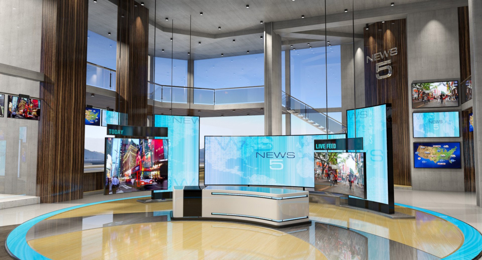 Virtual Set News Studio 3D Model - TurboSquid 1392791