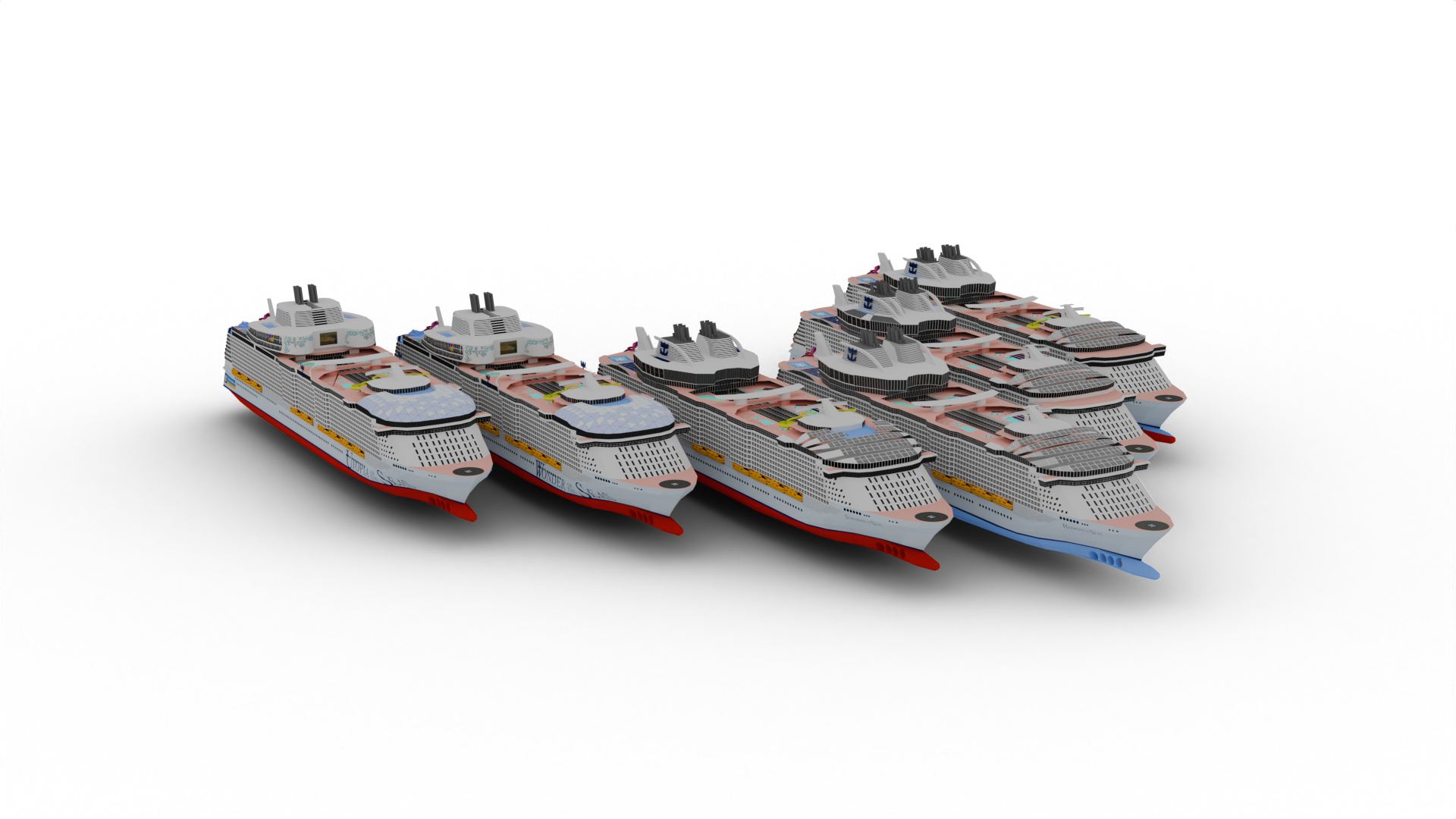 Oasis Class Cruise Ships Full Set Low Poly 3D Model - TurboSquid 2188382