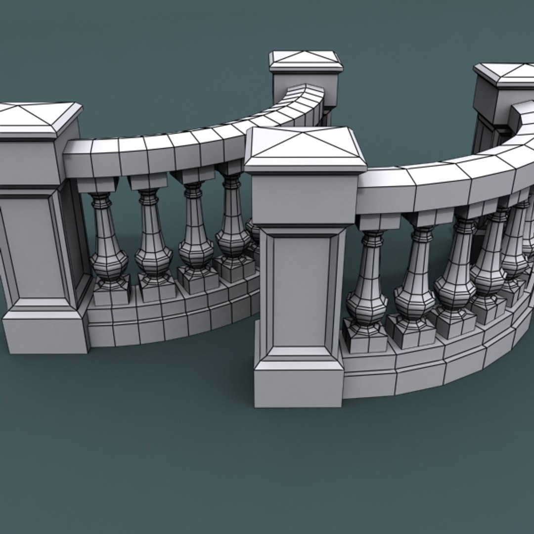 3d model curve balustrade bend