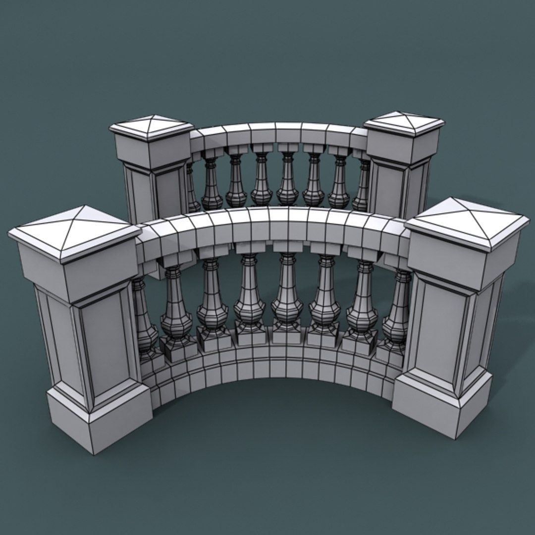 3d model curve balustrade bend