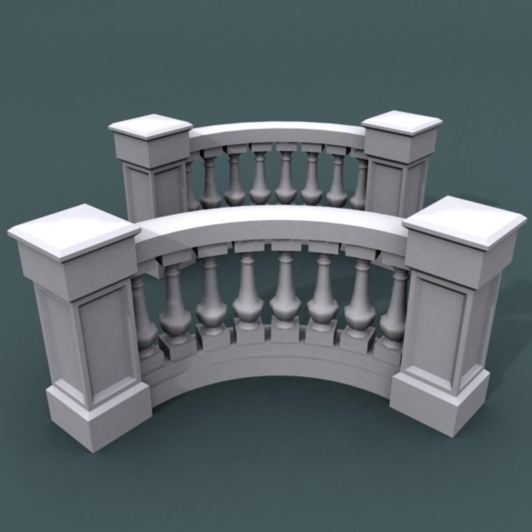 3d model curve balustrade bend