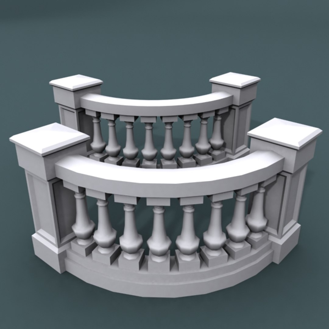 3d model curve balustrade bend