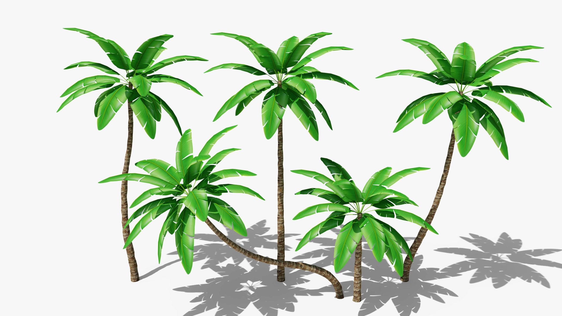 3D Stylized Cartoon Palms Set - TurboSquid 2090072