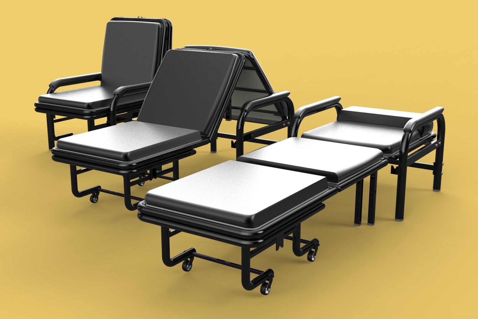 HOSPITAL ROOM ACCOMPANY CHAIR PATIENT FOLDABLE NURSING CHAIR BED 3D ...