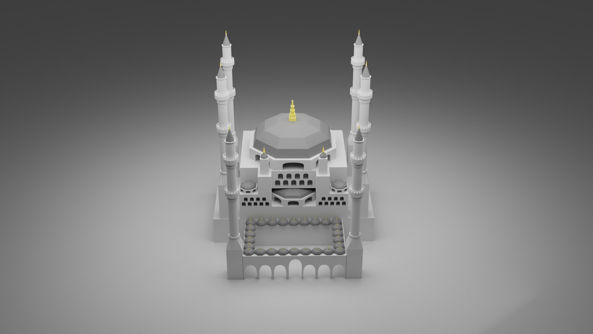3D Mid poly Blue Mosque model - TurboSquid 2094247