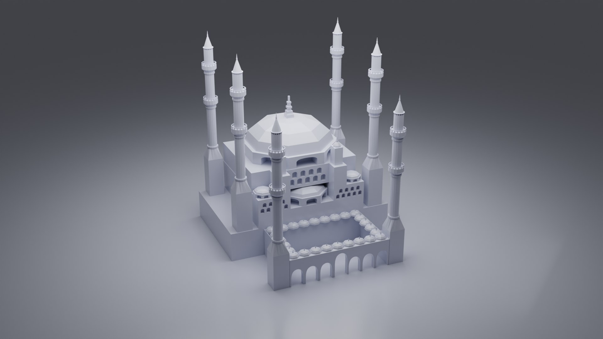 3D Mid poly Blue Mosque model - TurboSquid 2094247