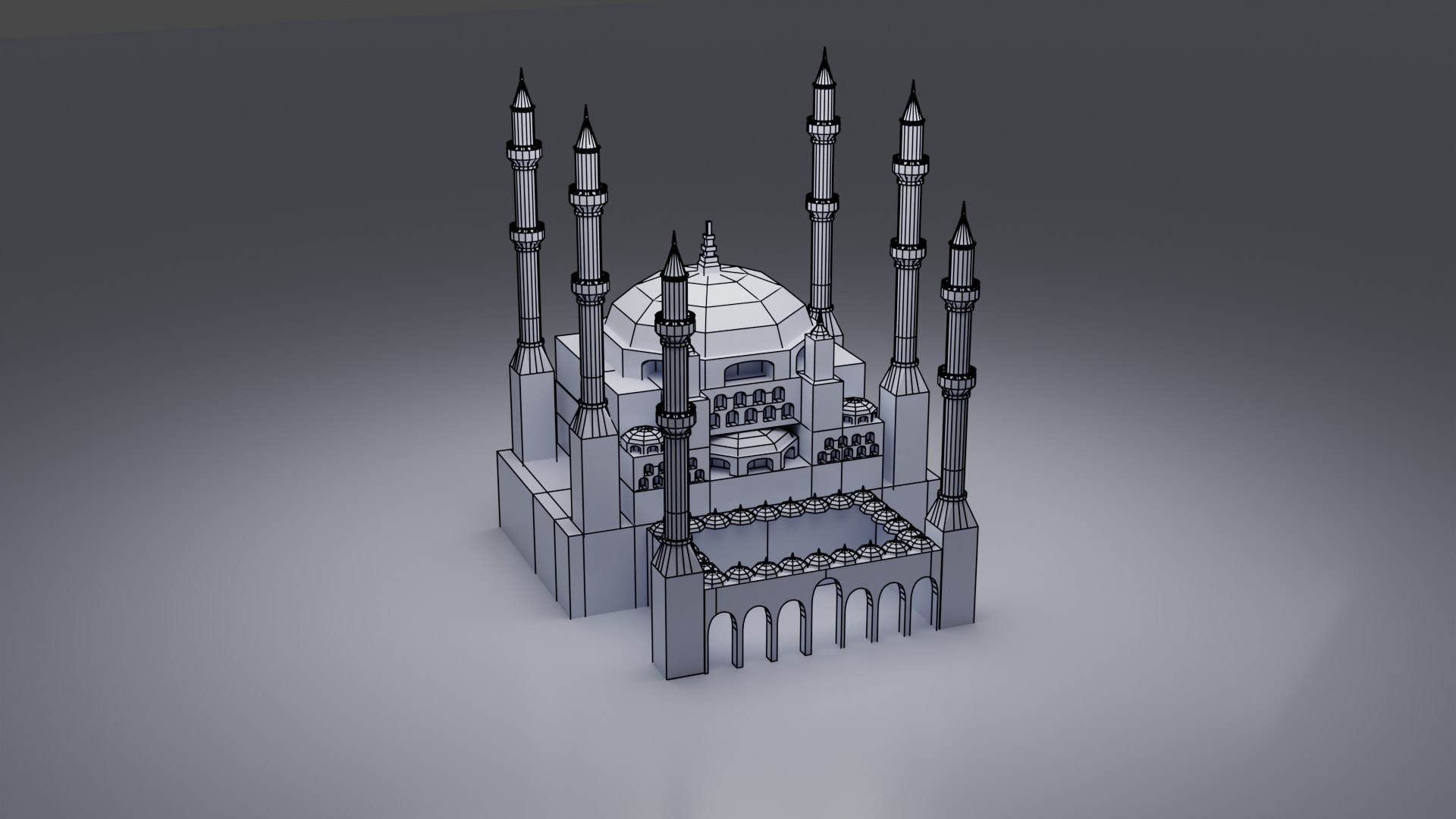 3D Mid poly Blue Mosque model - TurboSquid 2094247