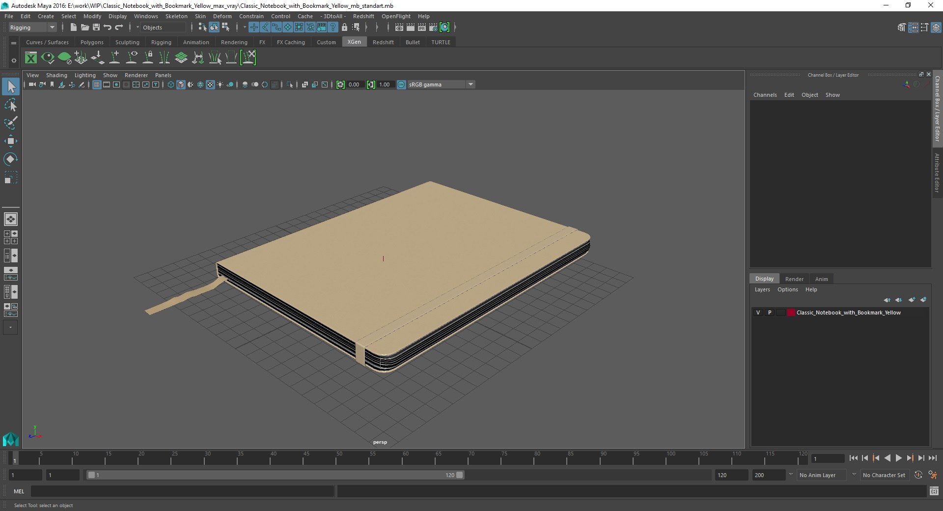 Classic Notebook With Bookmark Yellow 3D Model - TurboSquid 2237148