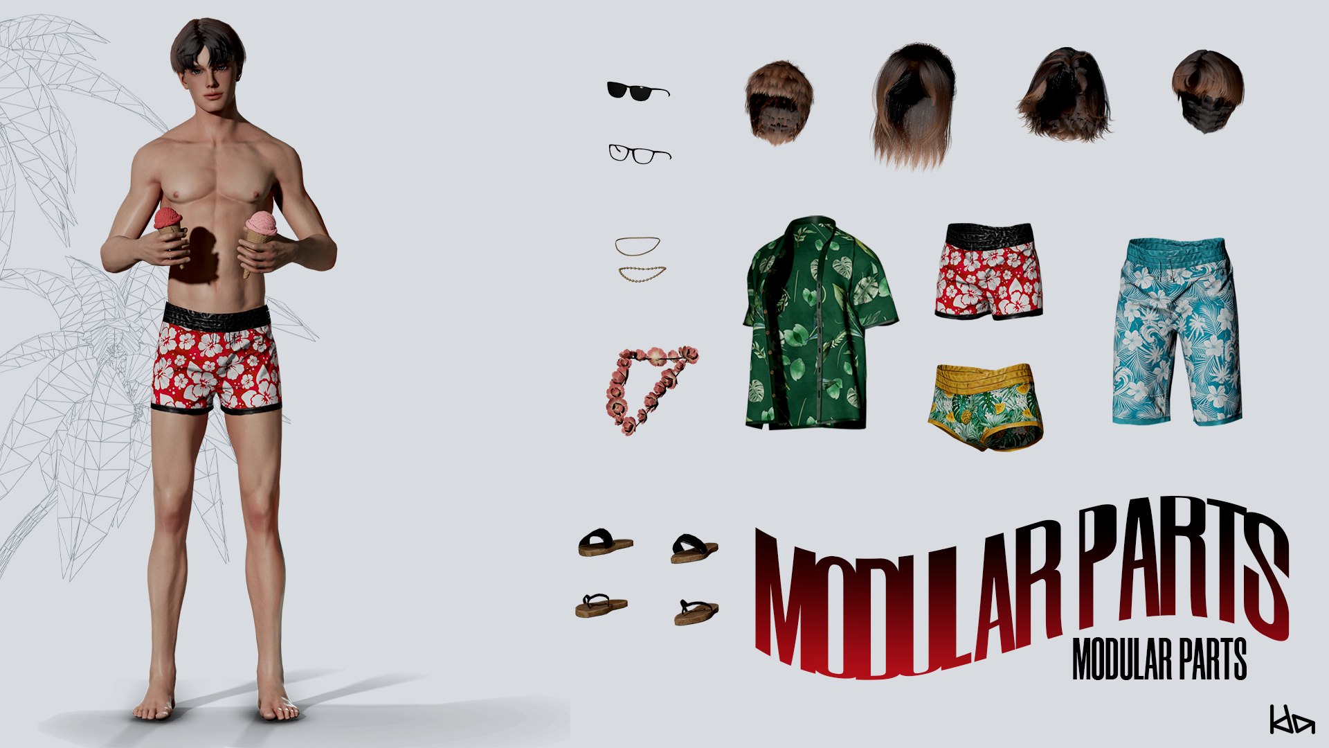 3D Beach Boys - Game Ready Low-poly 3D model - TurboSquid 2117737