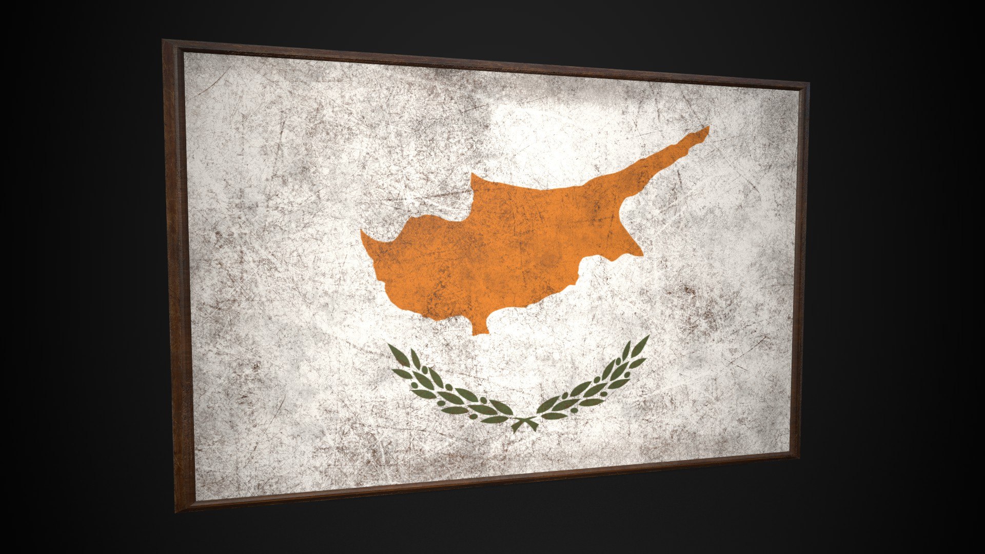 3D Old Picture Frame With Cyprus Flag - Game Ready PBR Low-poly 2 Model ...