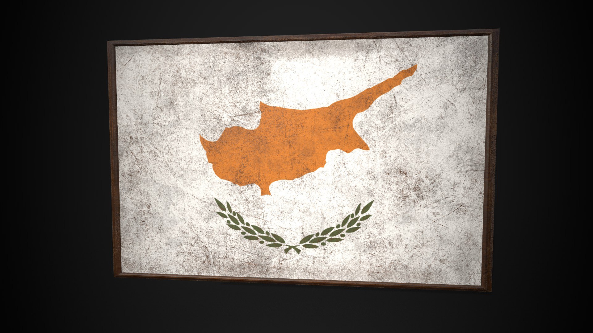 3D Old Picture Frame With Cyprus Flag - Game Ready PBR Low-poly 2 Model ...